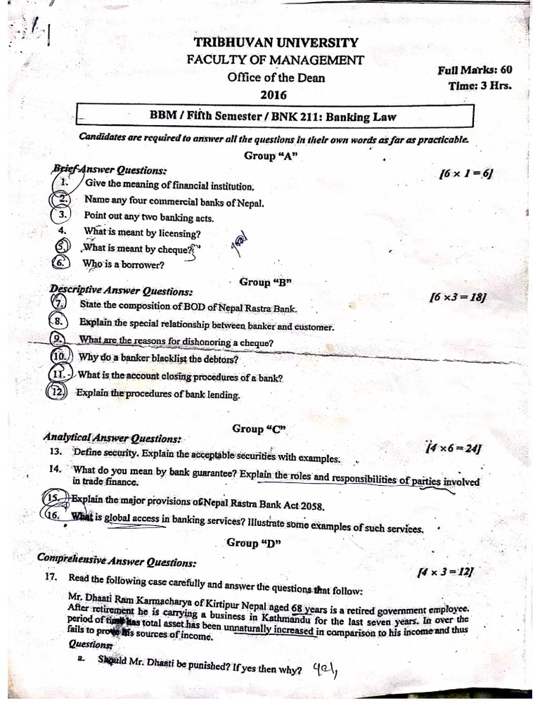 Banking Specialized Old Questions | PDF