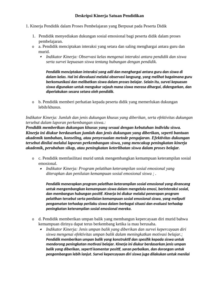 Contoh Deskripsi Kinerja Asesi | PDF