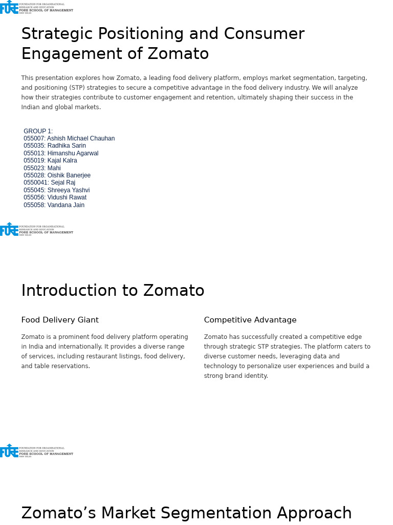 Strategic Positioning and Consumer Engagement of Zomato (1) | PDF ...