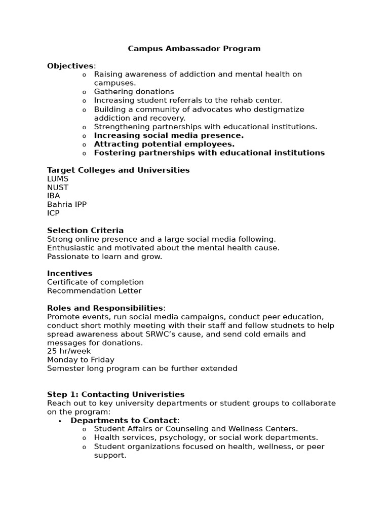 Campus Ambassador Program SRWC | PDF | Social Media | Popular Culture & Media Studies