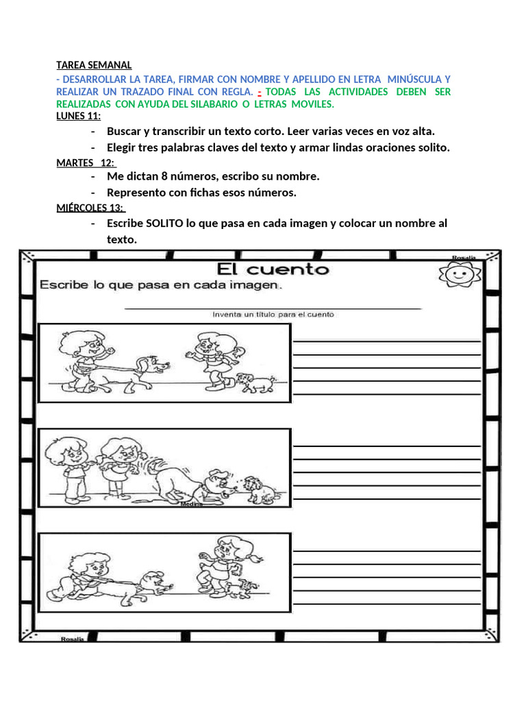Tarea Semanal de Actividades Educativas | PDF