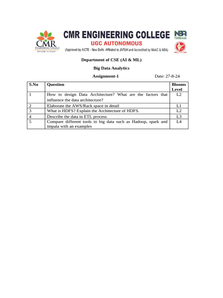 Big Data Analytics Assignment Overview | PDF