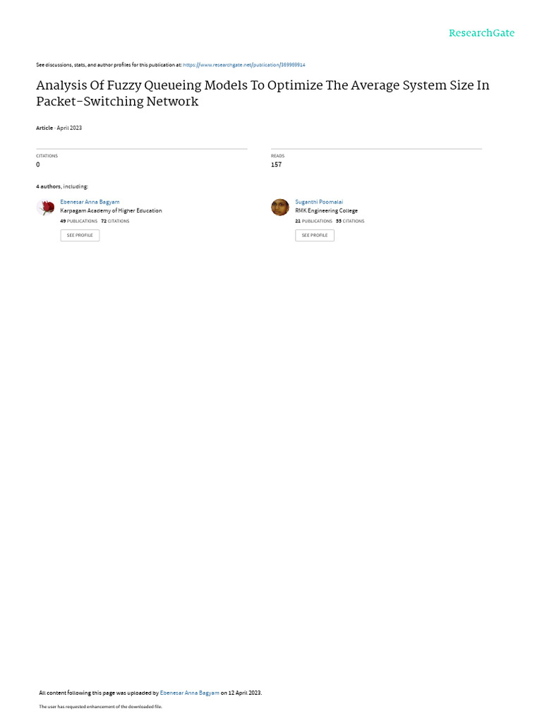 Analysis of Fuzzy Queueing Models To Optimize The Average System Size in Packet-Switching ...