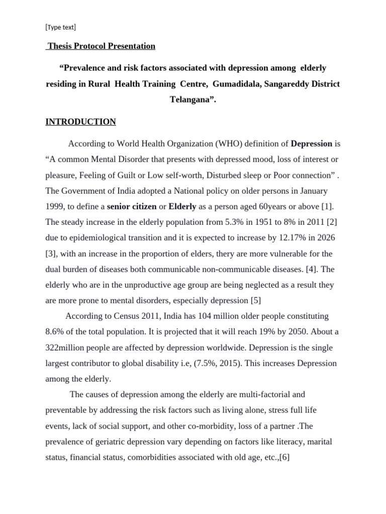 Thesis Protocol Presentation Final | PDF | Major Depressive Disorder ...