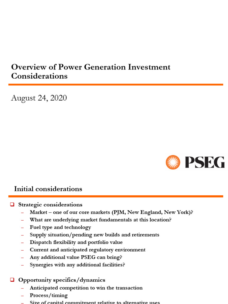 Overview of Power Generation Investment | PDF | Net Present Value ...