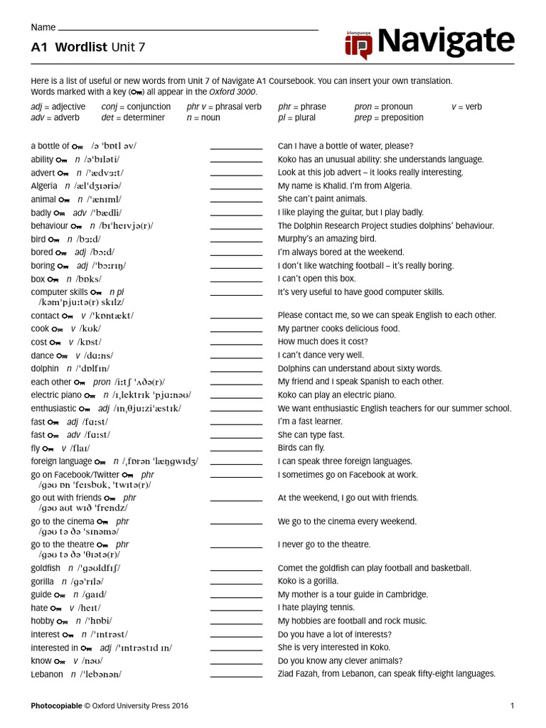 Wordlist Unit 7 (Tiniq Varianti) | PDF | Verb | Linguistics