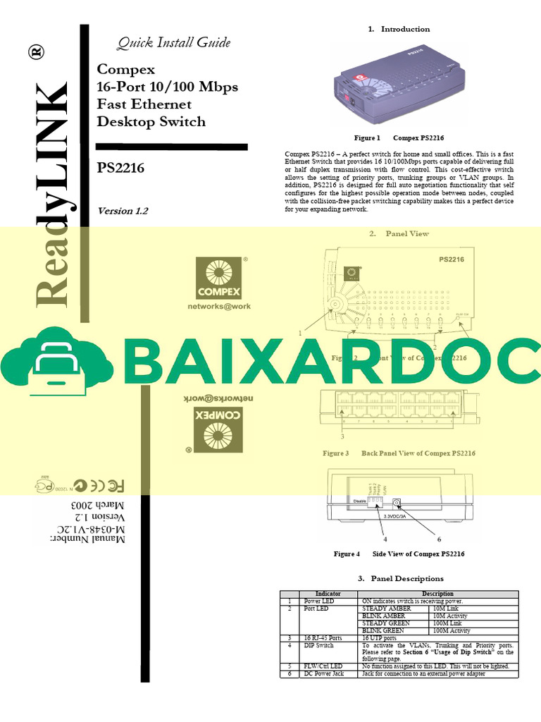 Manual Switch Compex ps2216 | PDF | Electromagnetic Interference | Network Switch