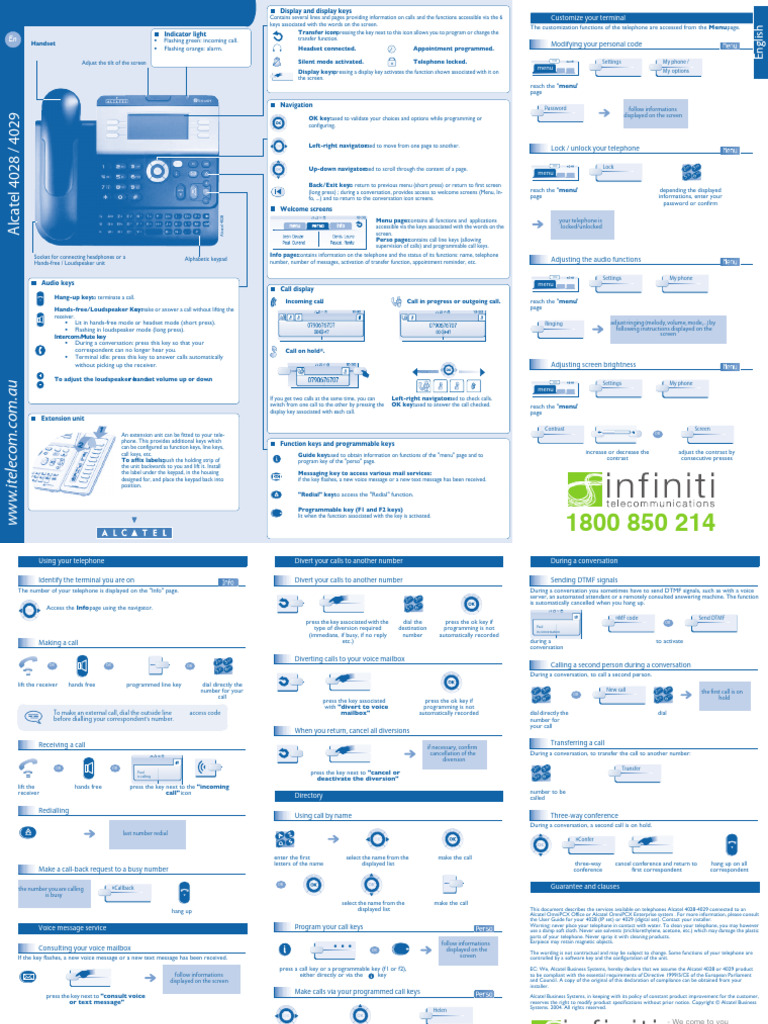 alcatel-4029-handset-user-guide | PDF | Telephone | Menu (Computing)