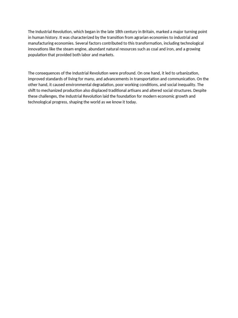 Impact of the Industrial Revolution | PDF