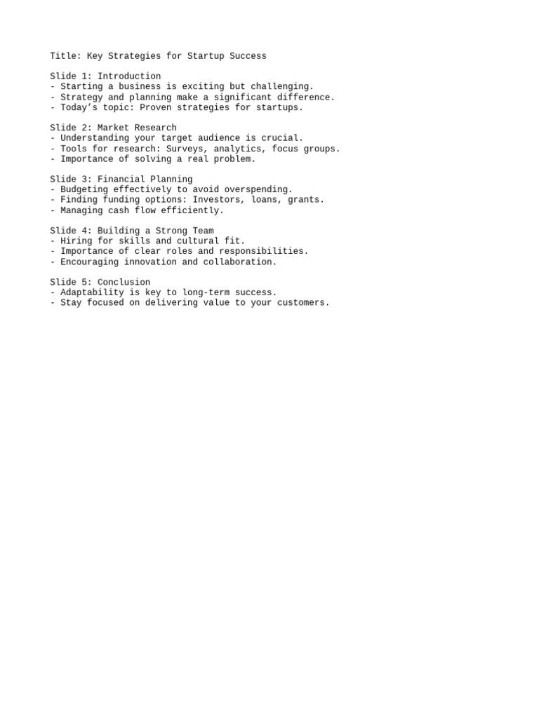 Startup Success Strategies | PDF