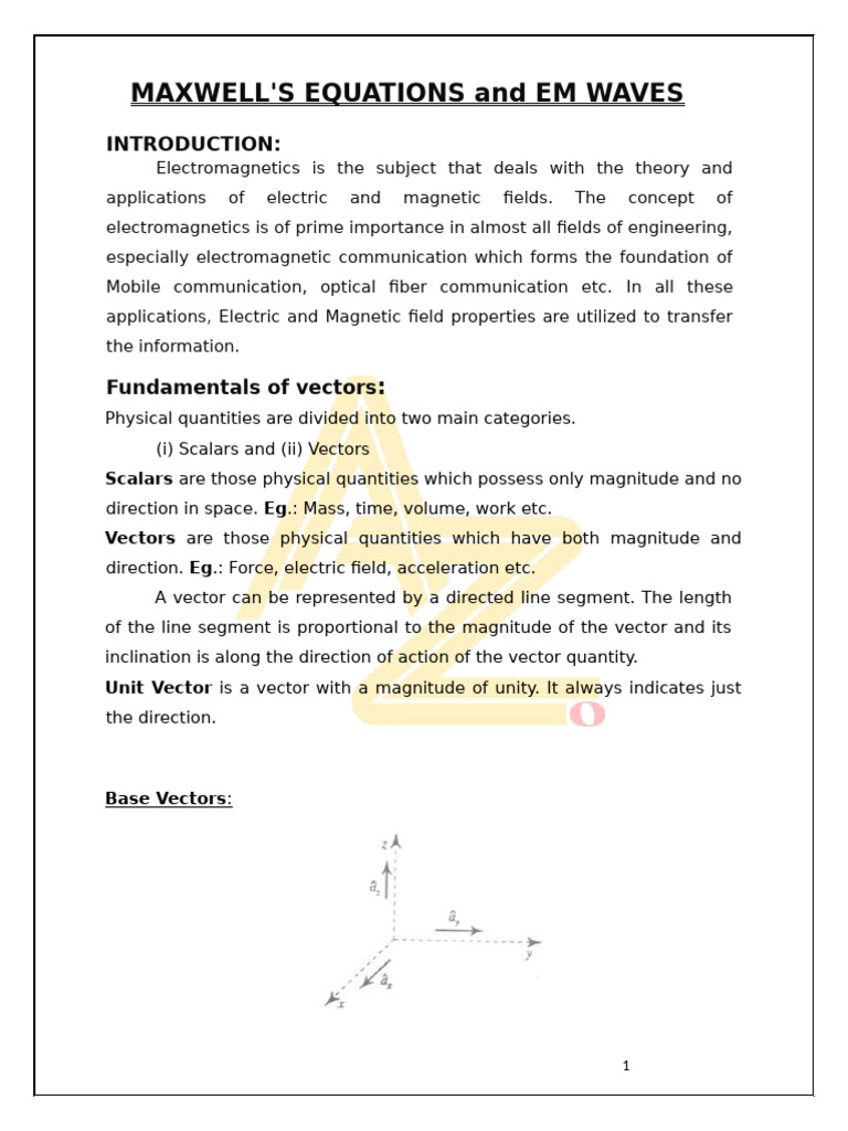 MAXWELL'S EQUATIONS and EM WAVES | PDF | Waves | Euclidean Vector