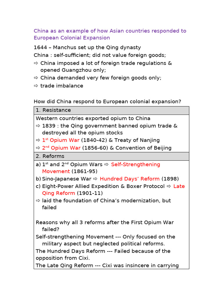 China's Response to Colonialism: A Historical Overview | PDF