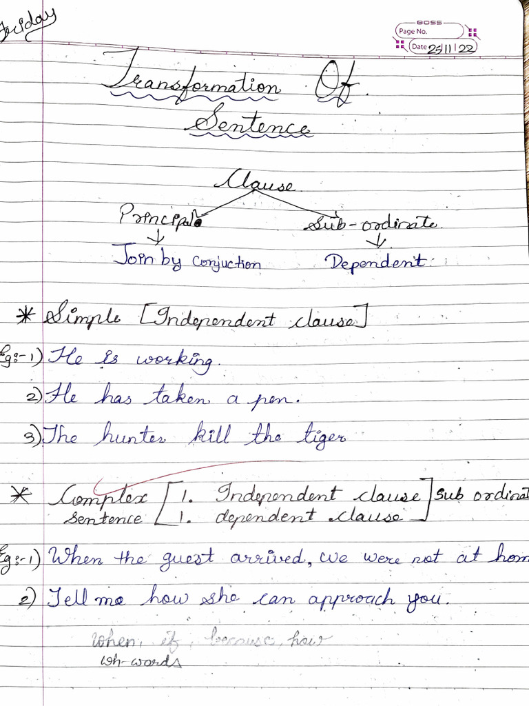 Simple Complex and Compound Sentences Notes | PDF