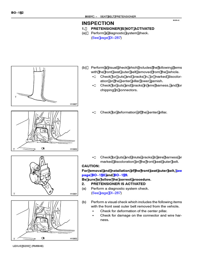 Inspection: - Pretensioner Is Not Activated | PDF