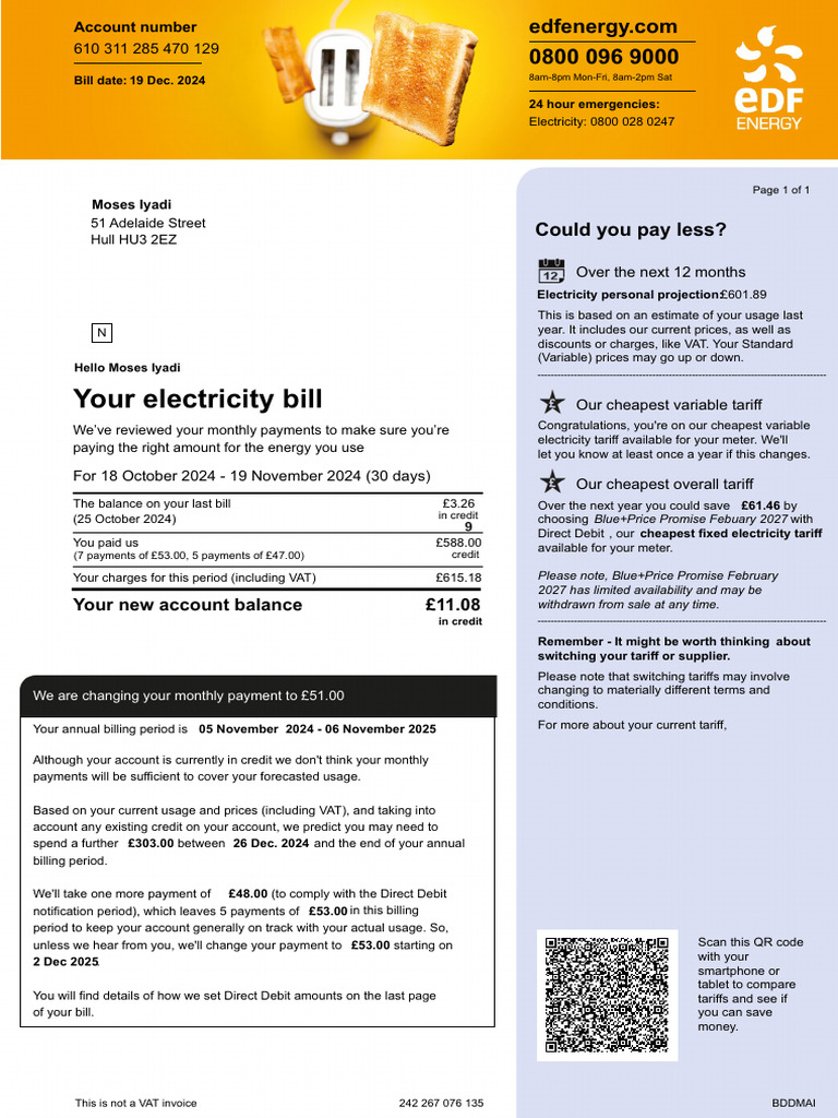 Uk utility bill | PDF | Payments | Economies