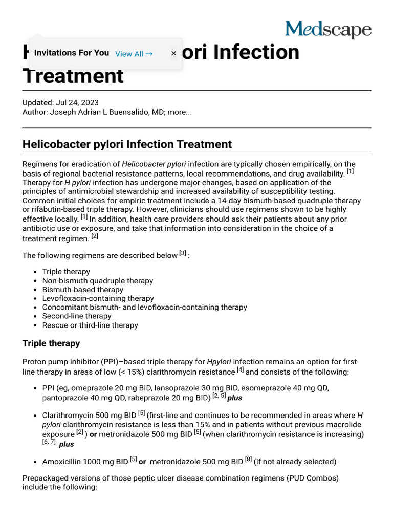 H. pylori Infection Treatment Guide | PDF | Causes Of Death | Medical ...