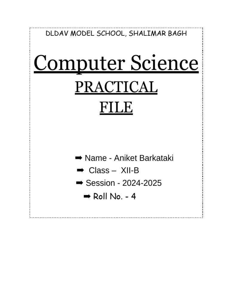 CS Practical File Class 12th | PDF | Parameter (Computer Programming) | Sql
