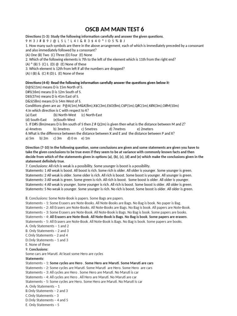 Oscb Am Main Test 6 | PDF | Orange (Fruit)