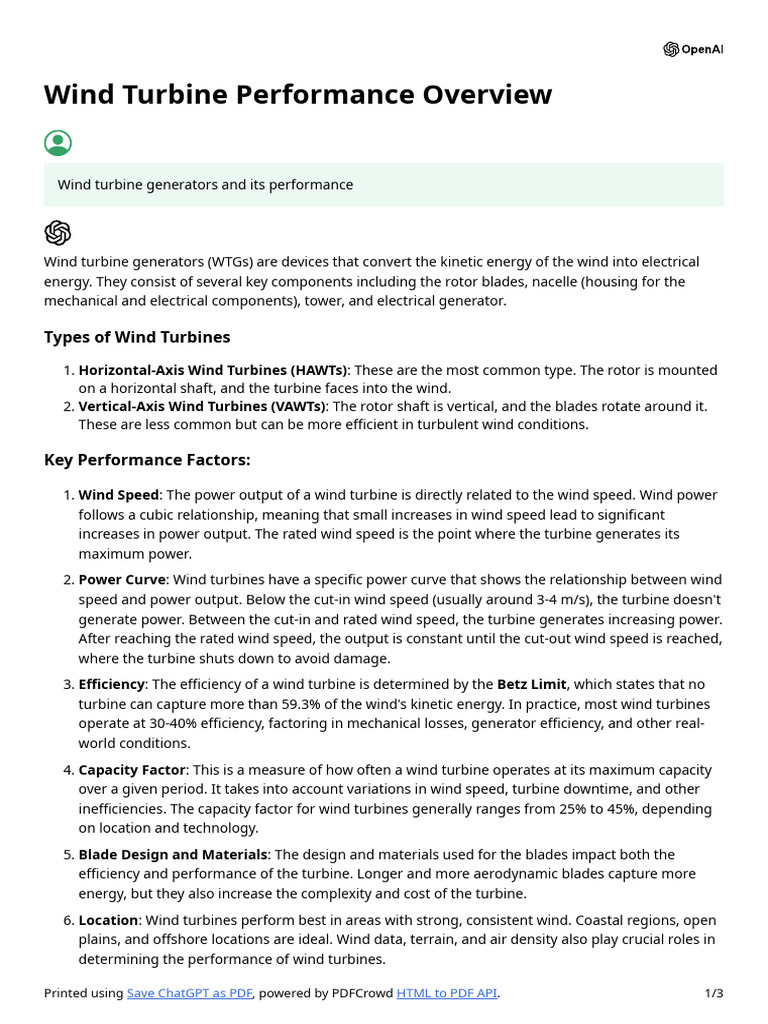 Wind Turbine Performance Overview | PDF | Wind Turbine | Turbine