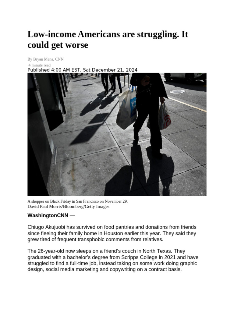 Low-Income Americans Are Struggling. It Could Get Worse | PDF | Cost Of ...