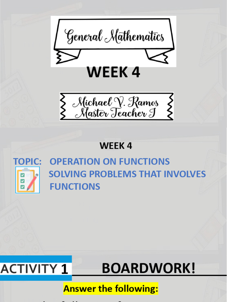 Genmath - Week 4 - Operation On Functions Solving | PDF | Function (Mathematics) | Mathematical ...