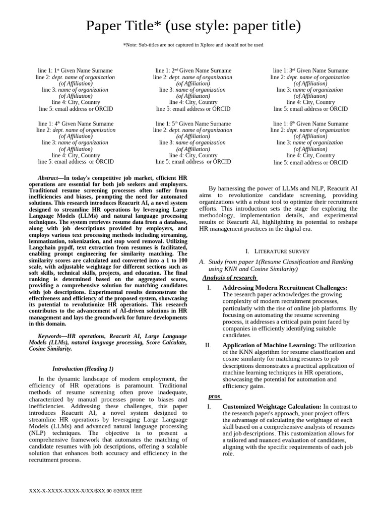IEEE-conference Sample 1 | PDF | Recruitment | Artificial Intelligence