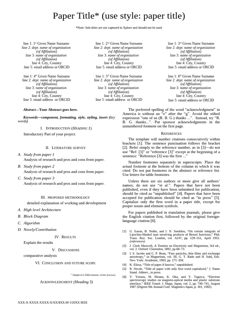 IEEE Conference Template Empty (2) | PDF | Note (Typography)
