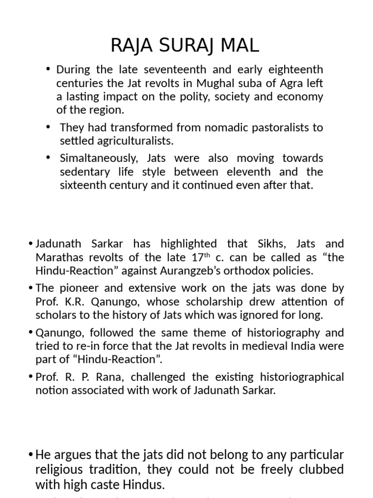 Jats Rebellion & Raja Suraj Mal | PDF