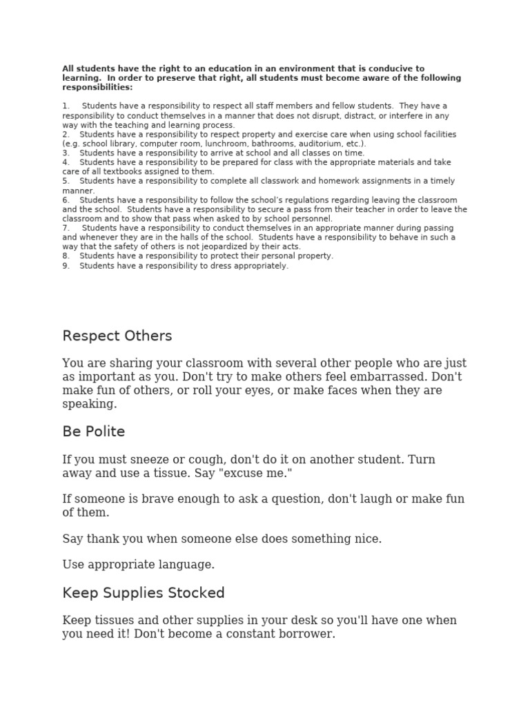 All Students Have The Right To An Education In An Environment That Is