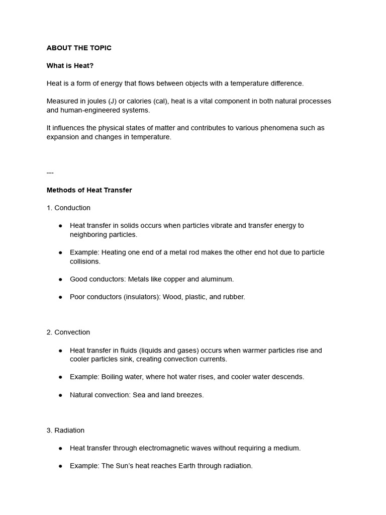 Heat Project | PDF | Heat Transfer | Heat Heat Project | PDF | Heat Transfer | Heat