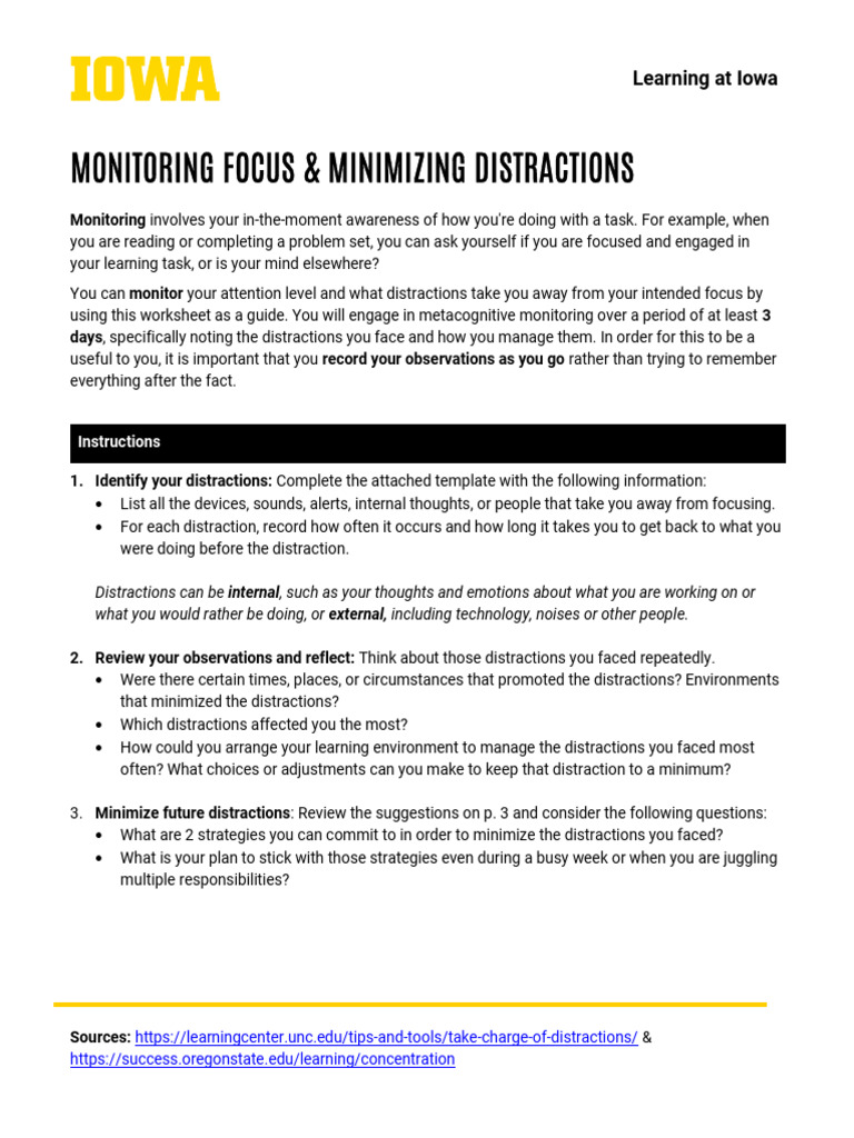 Monitoring and Minimizing Distractions (web) | PDF | Thought ... Monitoring and Minimizing Distractions (web) | PDF | Thought ...