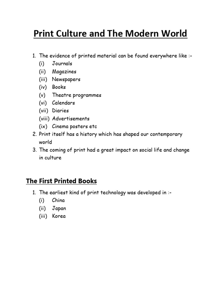 Print Culture and The Modern World | PDF | Printing Press | Books