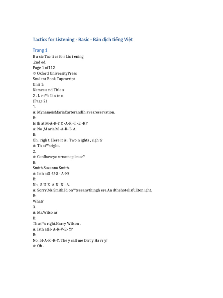 Tactics_for_Listening_Basic_Script_Vietnamese | PDF | Foods | Cuisine
