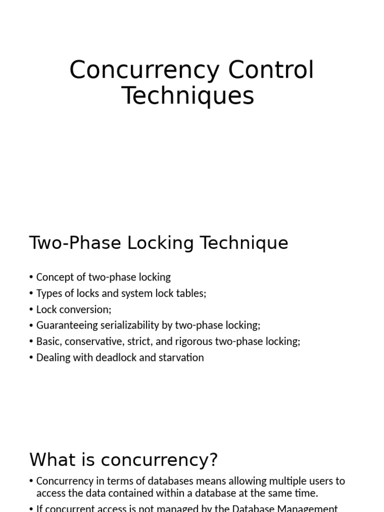 Concurrency Control Techniques | PDF | Database Transaction ... Concurrency Control Techniques | PDF | Database Transaction ...
