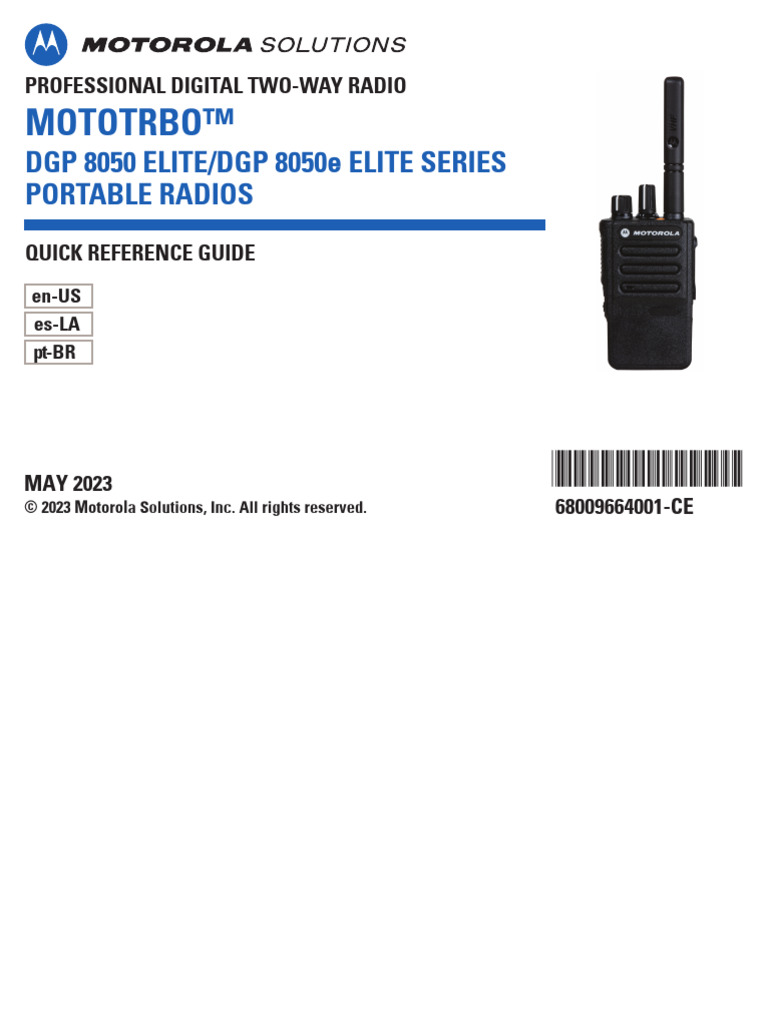 68009664001-CE Multilingual MOTOTRBO DGP 8050 Elite DGP 8050e Elite ...