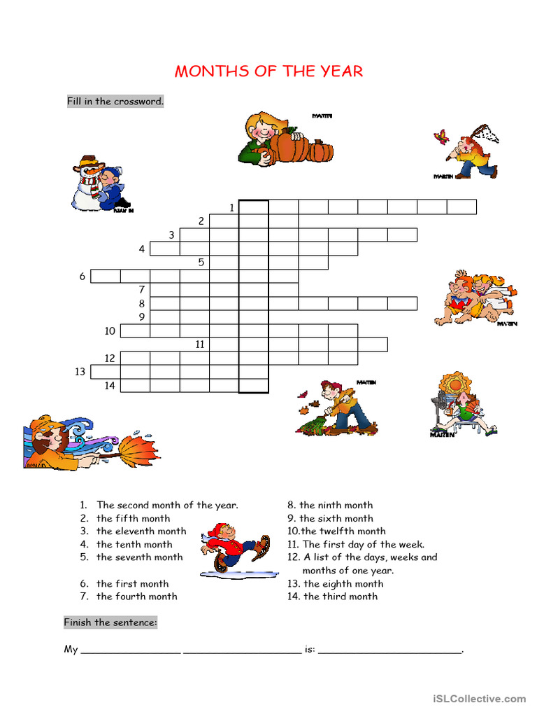 Crossword: Months of the Year | PDF