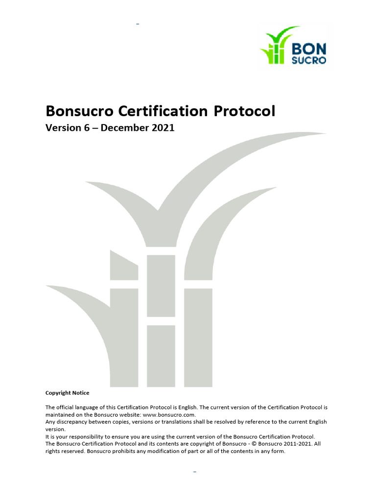 SCH - Bonsucro Certification Protocol v6 | PDF