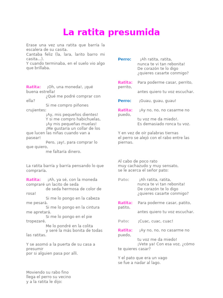 La ratita presumida y su boda | PDF | Animales domesticados