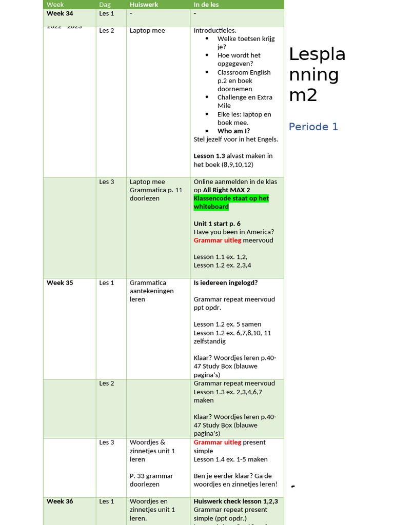 lesplanning m2 24 25 DRAFT | PDF