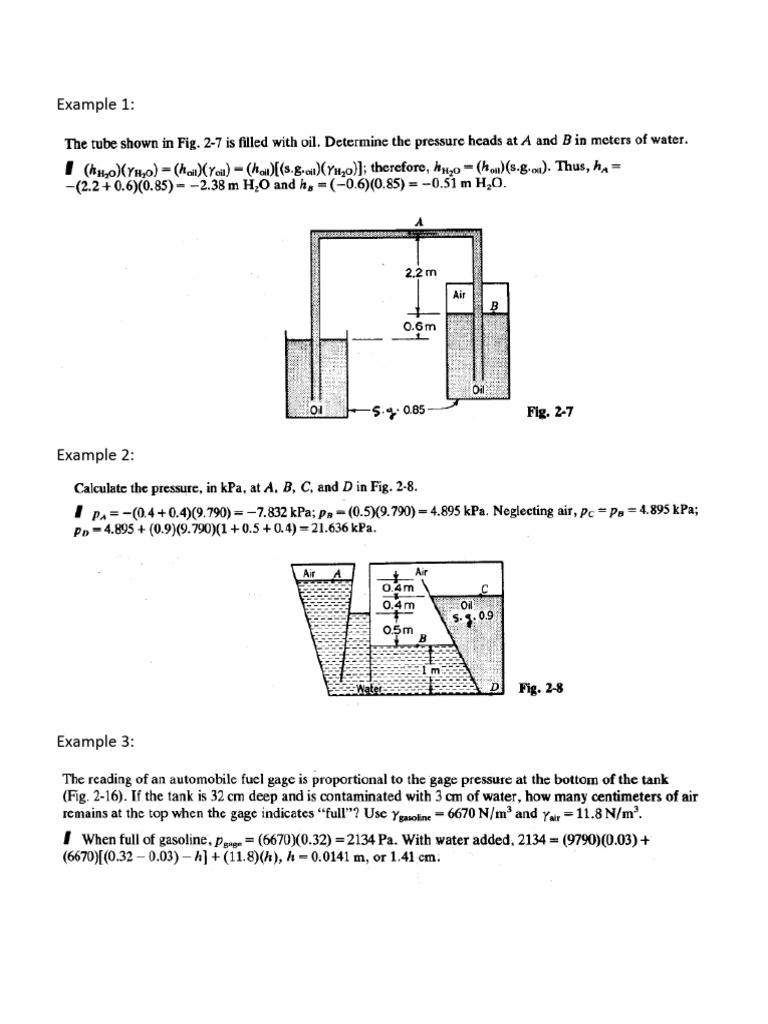 Solved Examples, Pressure Problems | PDF