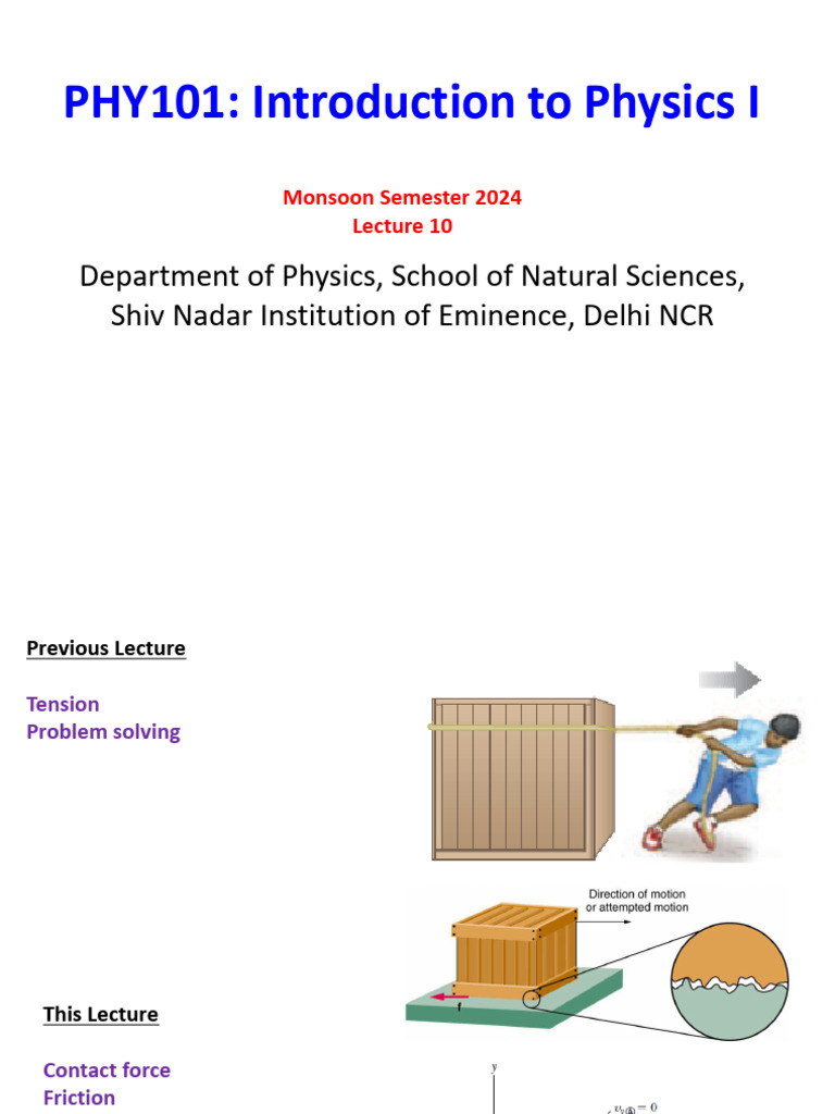 PHY 101 - Lecture - 10 - 2024 | PDF | Friction | Force