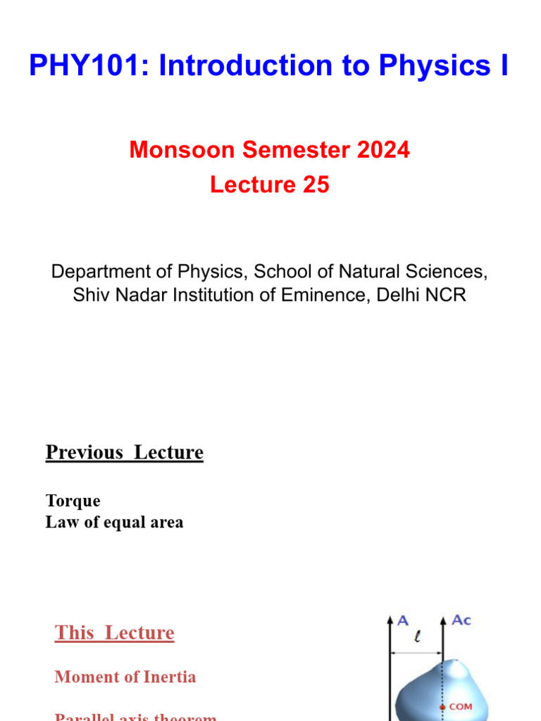 PHY 101 - Lecture - 25 - 2024 | PDF | Rotation Around A Fixed Axis ...