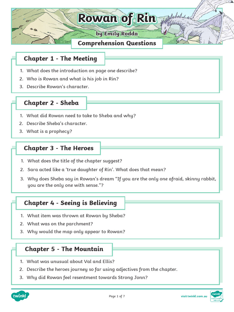 Au L 2548646 Rowan of Rin Comprehension Questions Activity Ver 5 | PDF