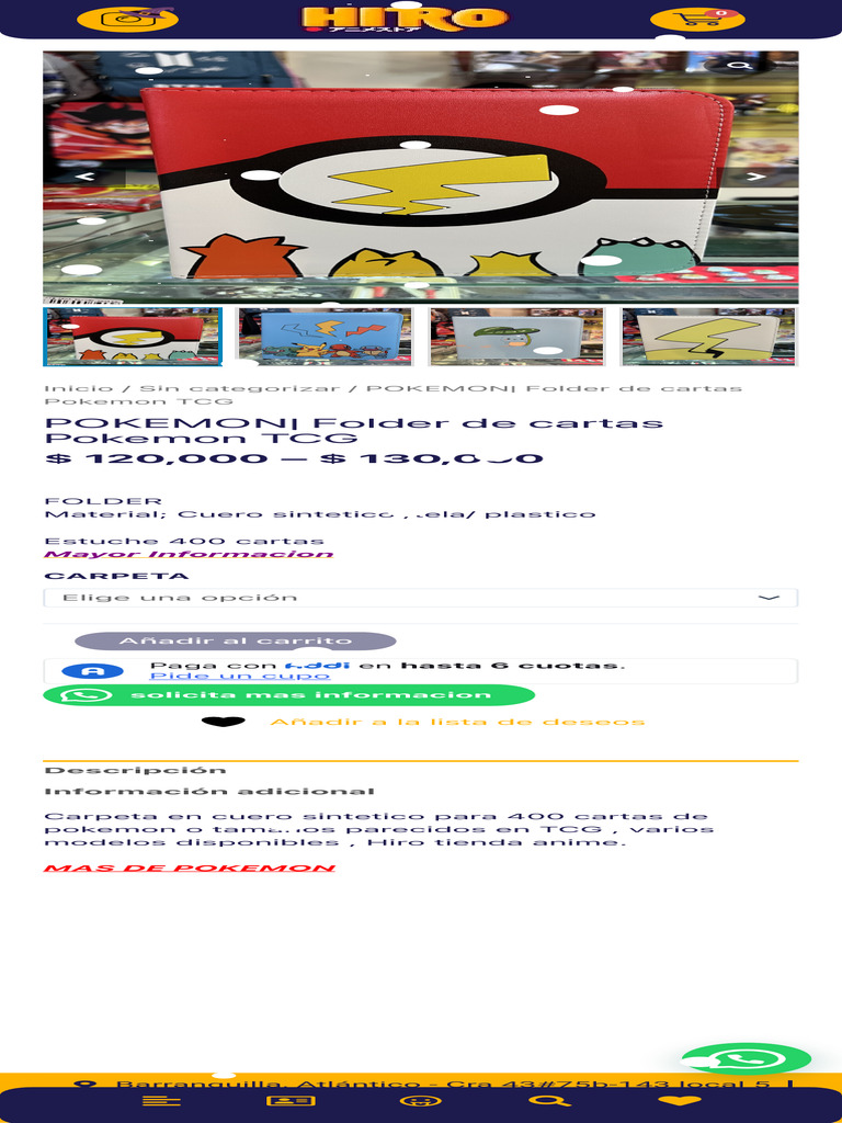 POKEMON Folder de Cartas Pokemon TCG - Hiro Tienda Anime | PDF