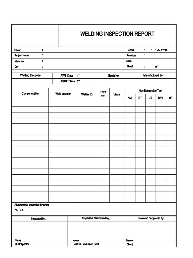 WIR-Welding Inspection Report | PDF