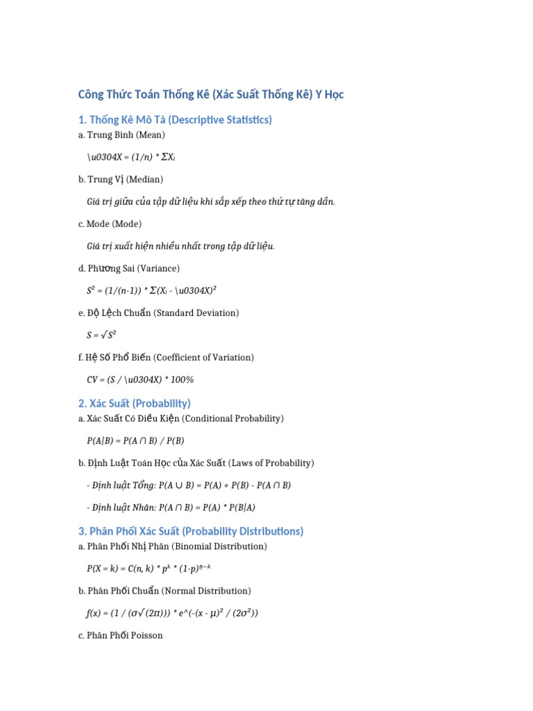 Xac Suat Thong Ke Y Hoc | PDF