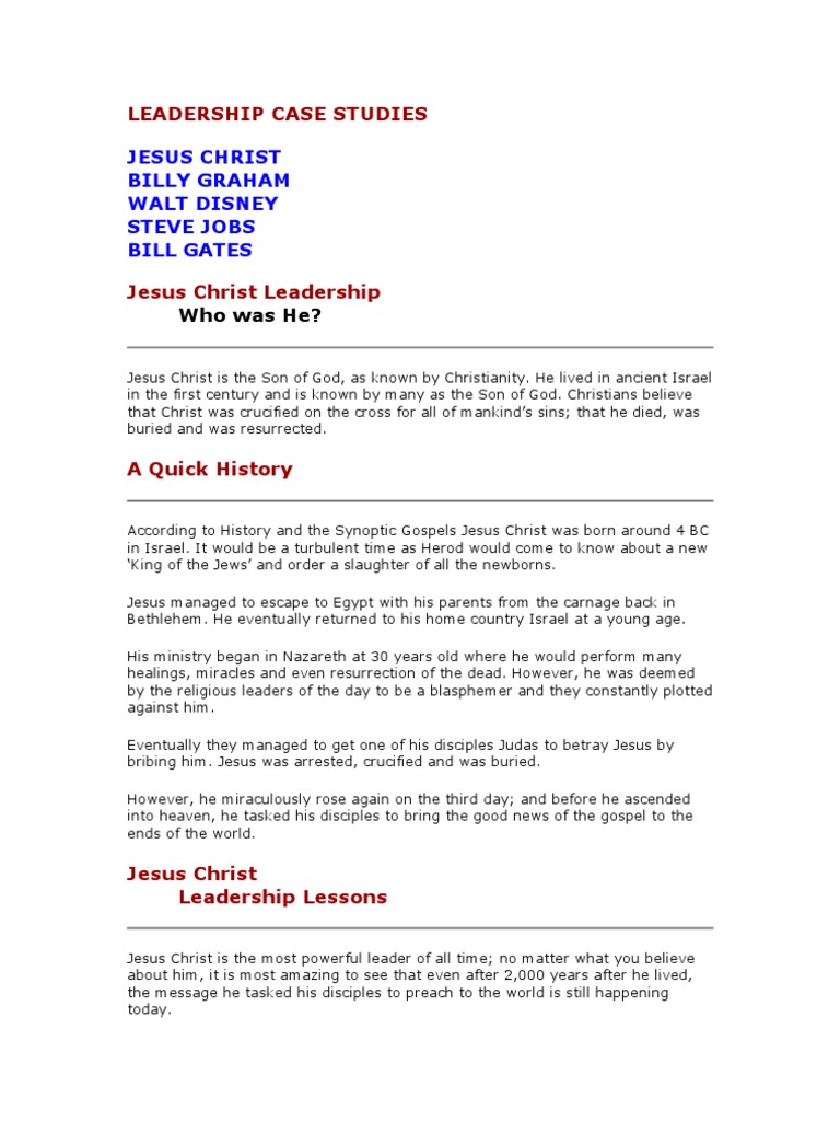 Leadership Case Studies | PDF | Billy Graham | Walt Disney