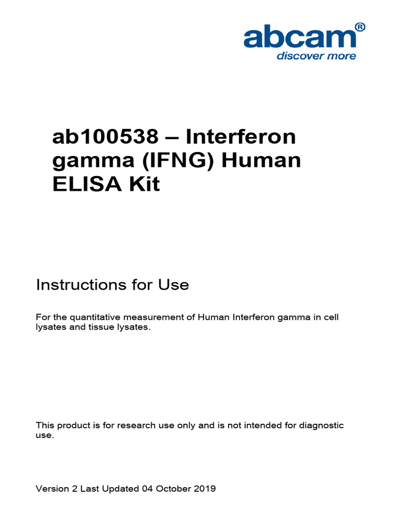 ab100538-Interferon-gamma-Human-ELISA - Kit-V2b (Website) | PDF | Elisa | Laboratories