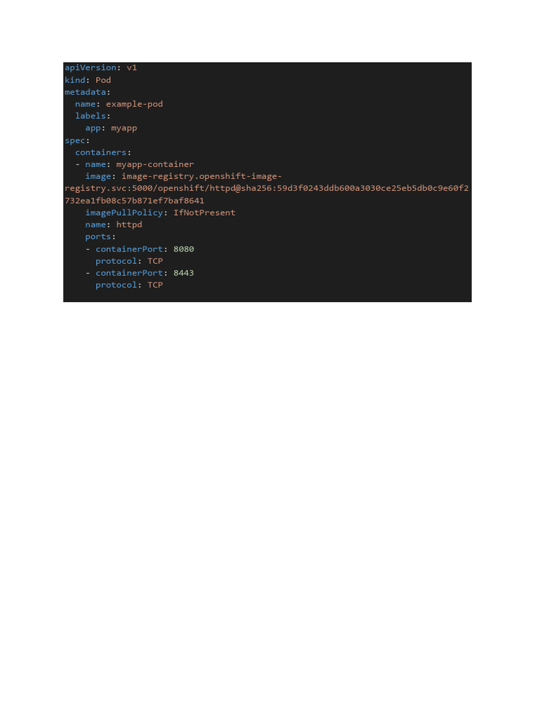 Kubernetes Pod Configuration | PDF