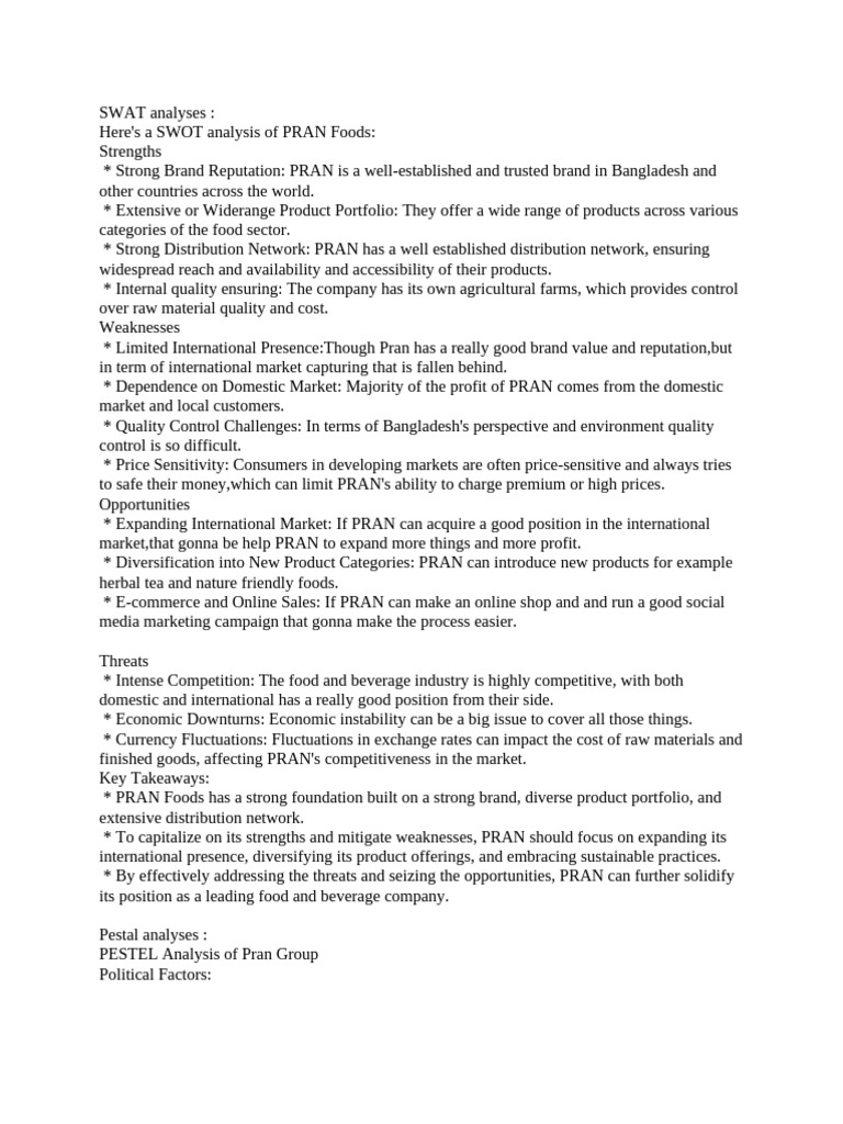 SWAT analyses | PDF | Profit (Economics) | Business